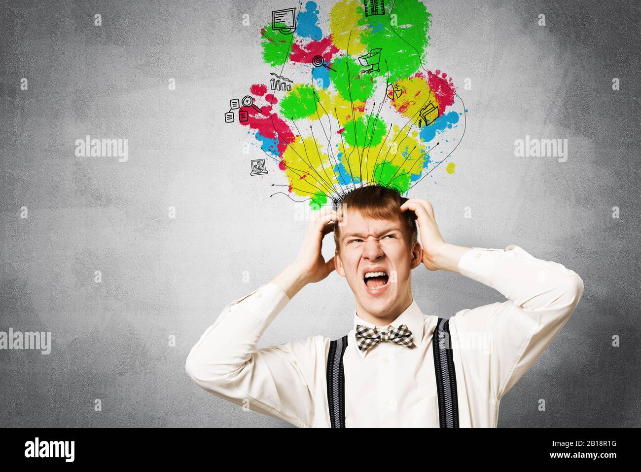 Angry boy hands on head hi-res stock photography and images - Alamy