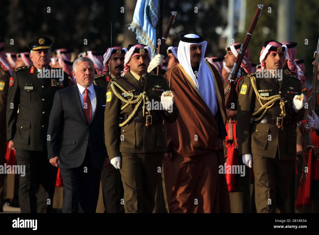 Amman, Jordan. 23rd Feb, 2020. Jordan's King Abdullah II (2nd L ...