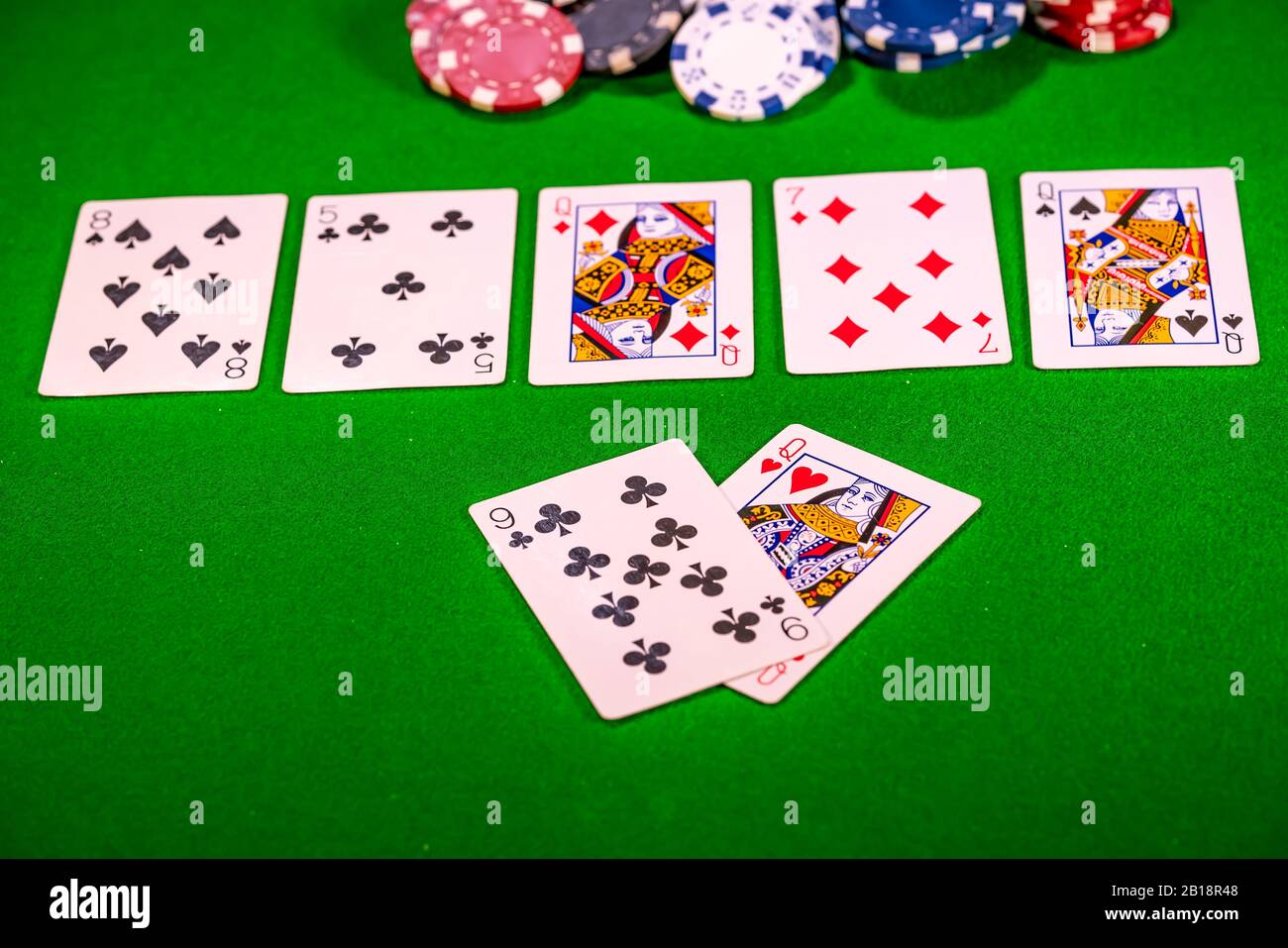 10 Three of a kind winning hand in a game of Texas Holdem poker Stock ...