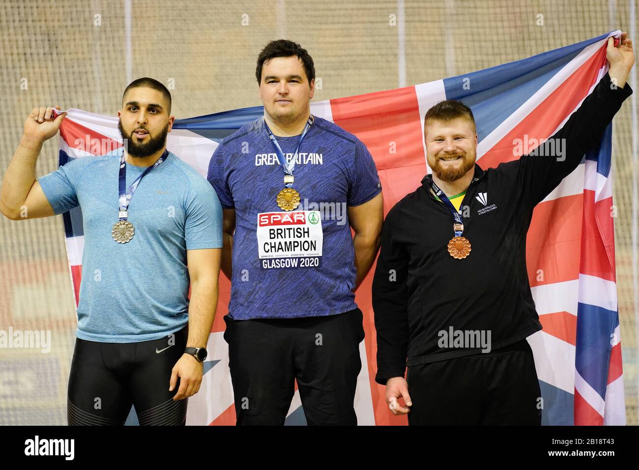 Glasgow, UK. 22nd Feb, 2020. Scott Lincoln on the Winners podium after ...