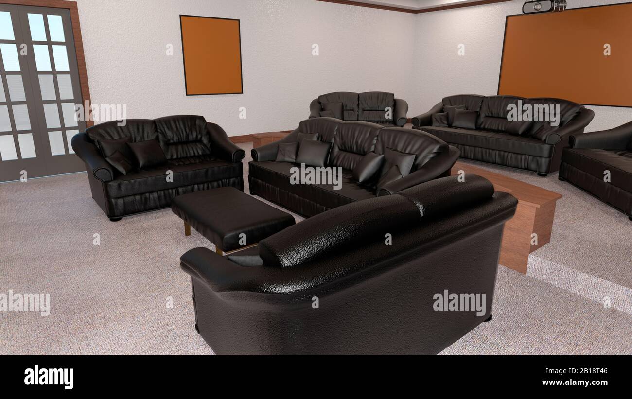 3D rendering of a home theater interior Stock Photo - Alamy