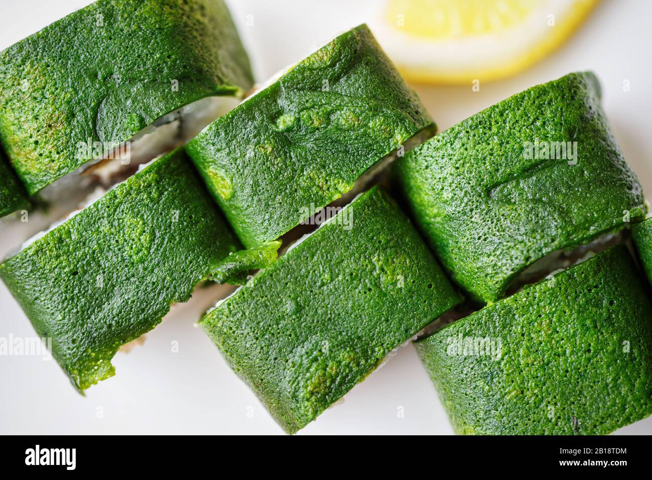 Japanese and Asian food. Green sushi are ready to serve Stock Photo - Alamy