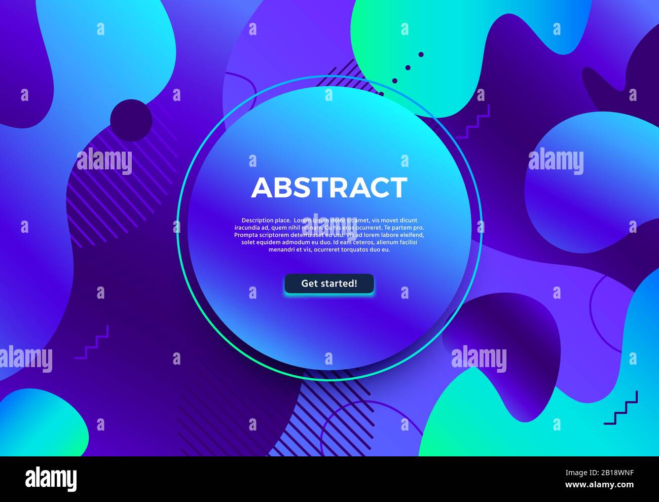 Abstract liquid frame. Modern fluid shapes frames design, colorful blue ...