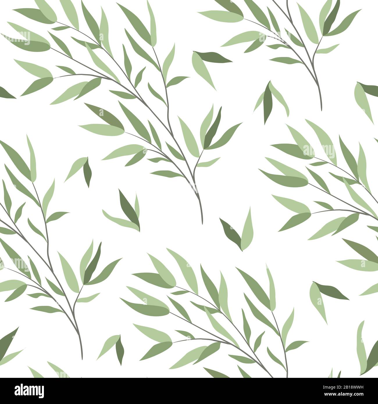 Seamless pattern with branches of a willow on a white background ...