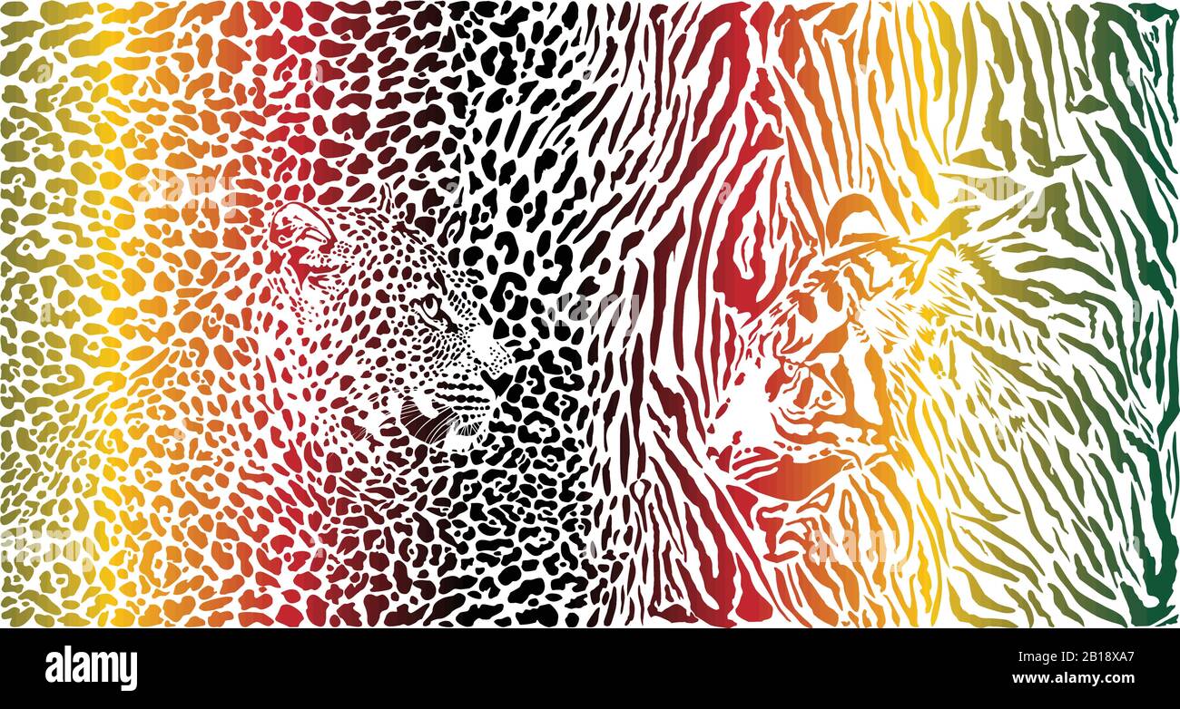 Tiger and Leopard and color pattern background Stock Vector Image & Art ...
