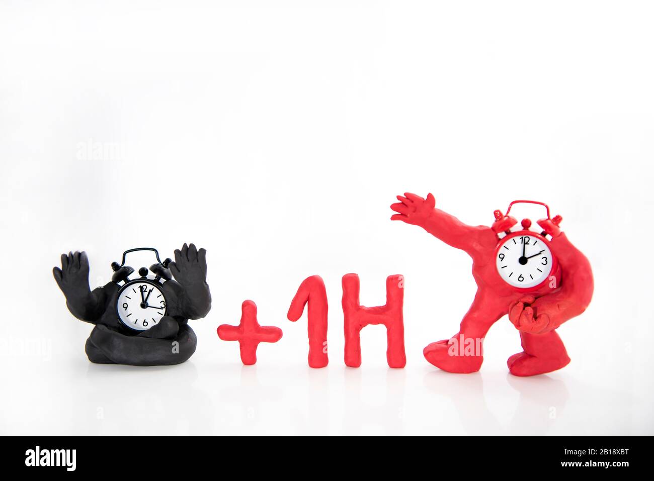 Funny clocks made from Play Clay. Isolated on white background ...