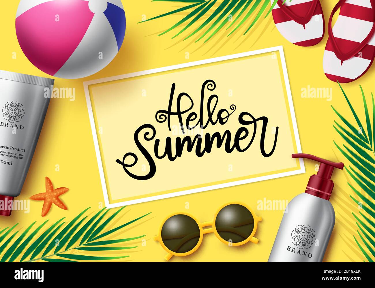 Hello summer text vector concept design. Summer greeting text with ...
