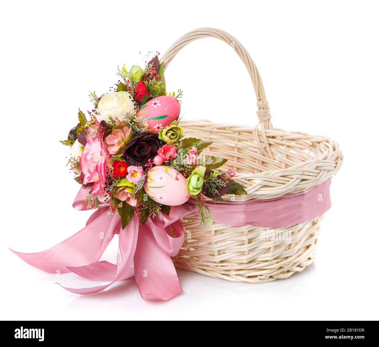Handmade easter basket in vintage style. Isolated on white background ...