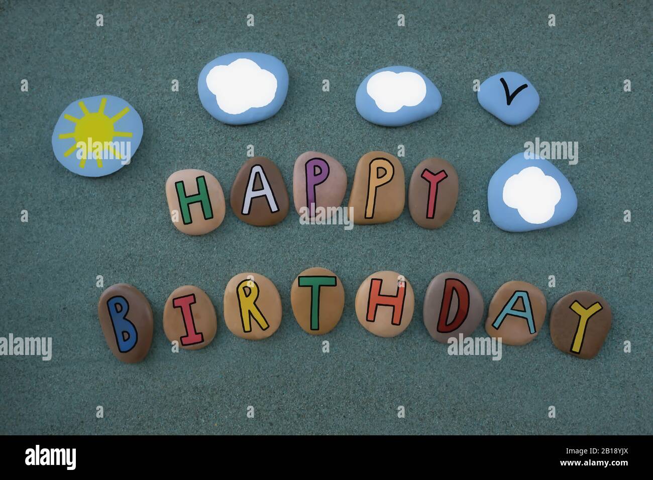Creative message for a Happy Birthday with a composition of colored ...