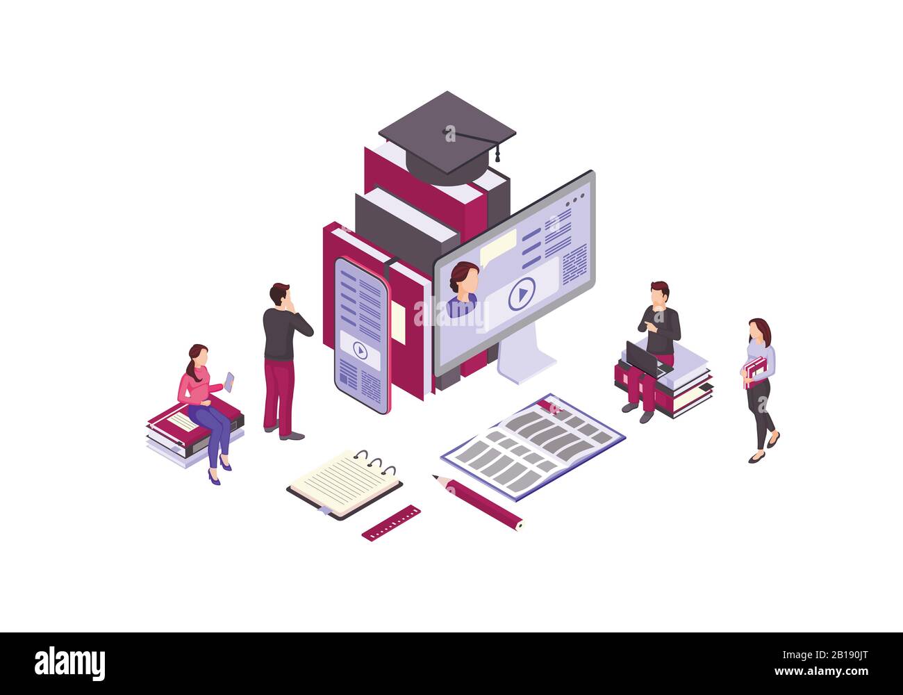 Online education isometric vector illustration Stock Vector Image & Art ...