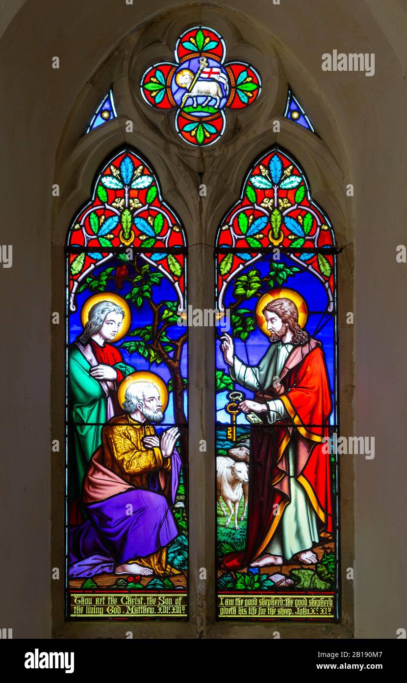 Stained glass window by Thomas Baillie Saint Peter given keys by Jesus ...
