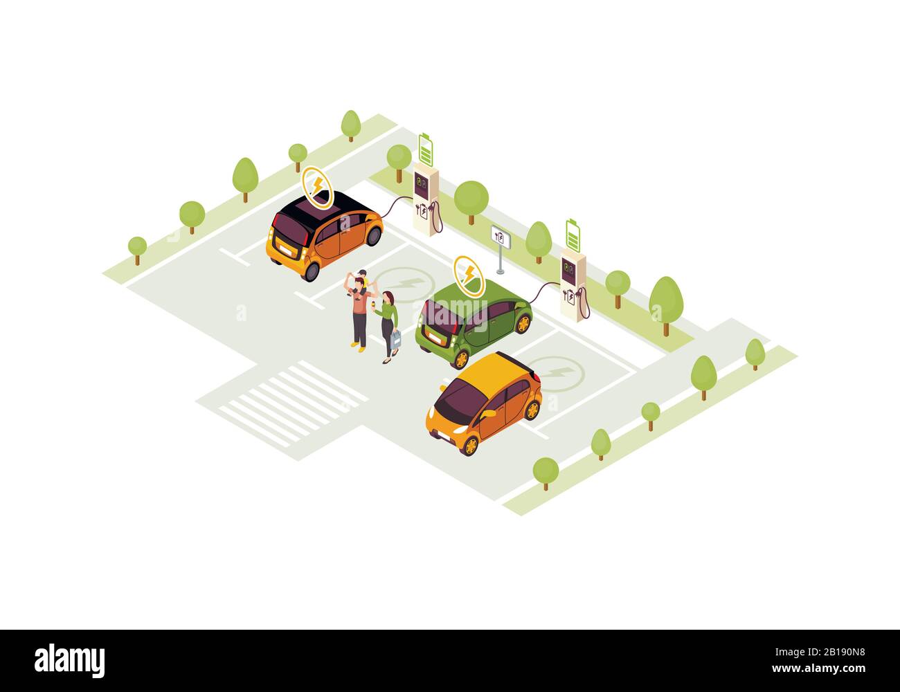 Electric car charge station vector illustration Stock Vector Image ...