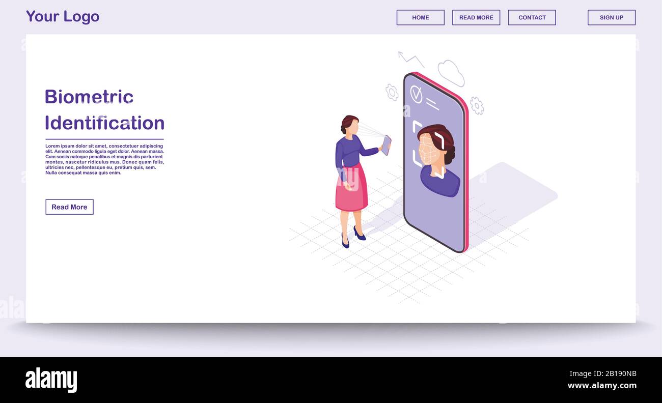 Biometric identification webpage vector template Stock Vector Image ...