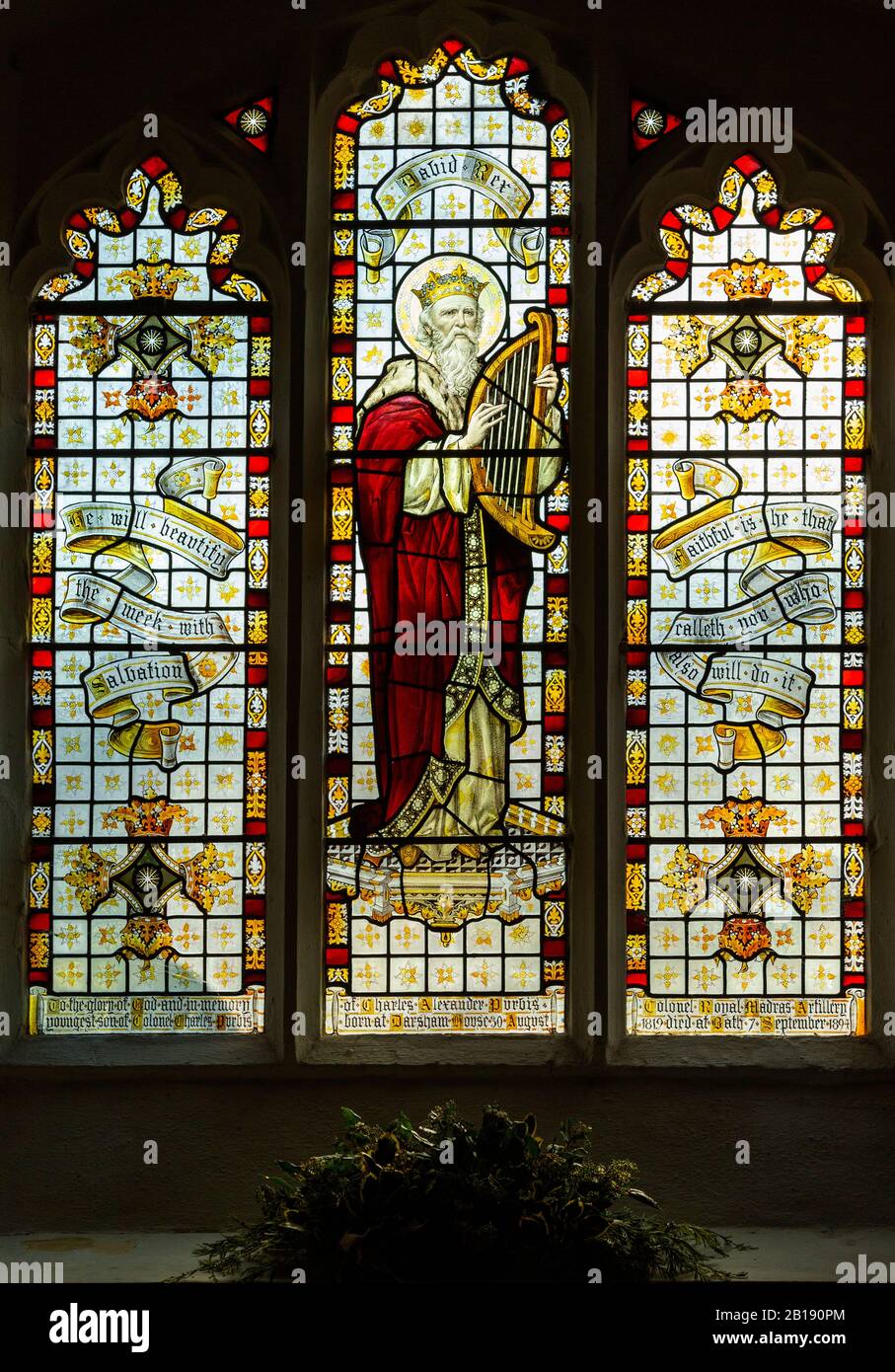 Stained glass window of King David c 1894, Darsham church, Suffolk ...
