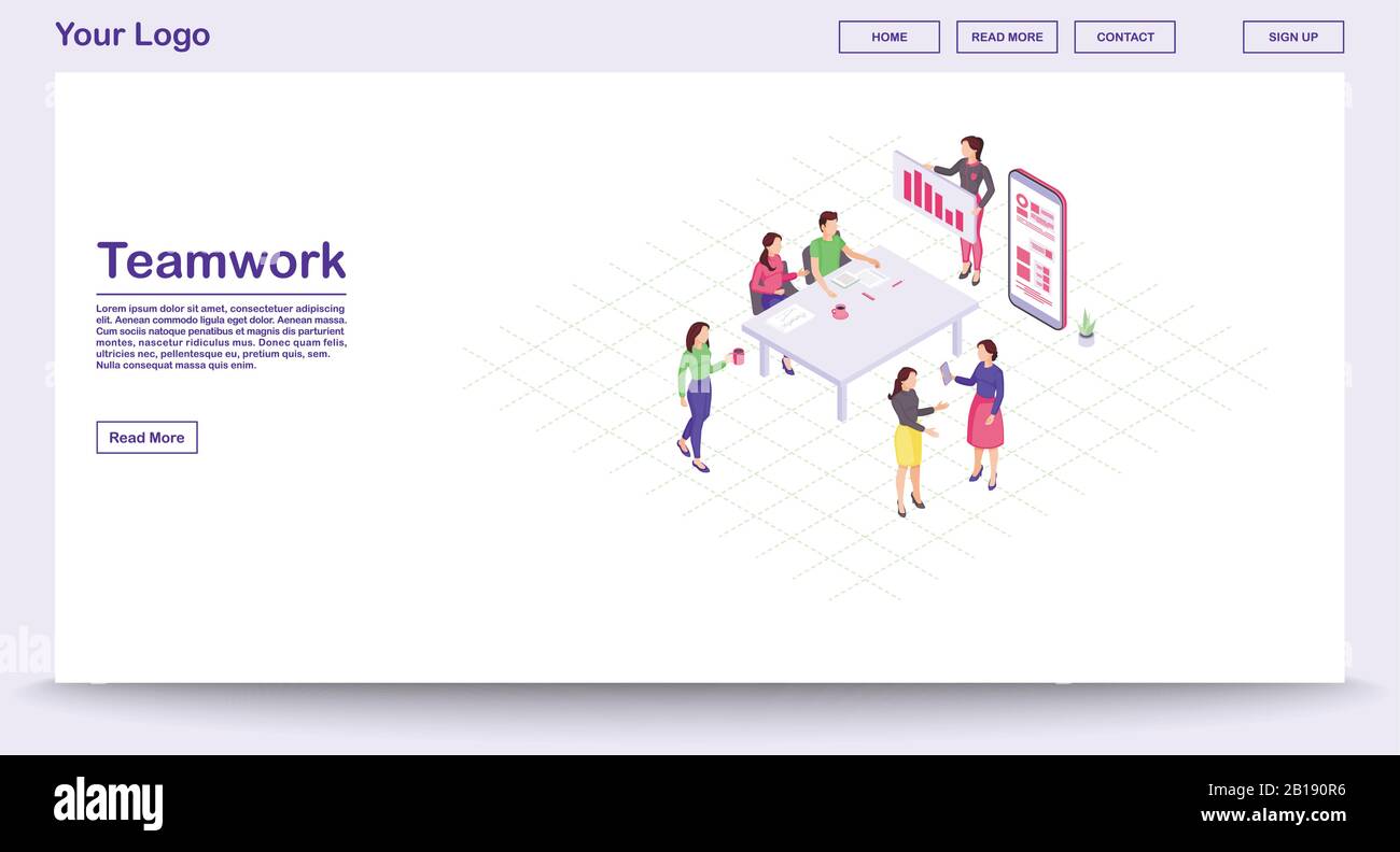 Teamwork webpage vector template Stock Vector Image & Art - Alamy