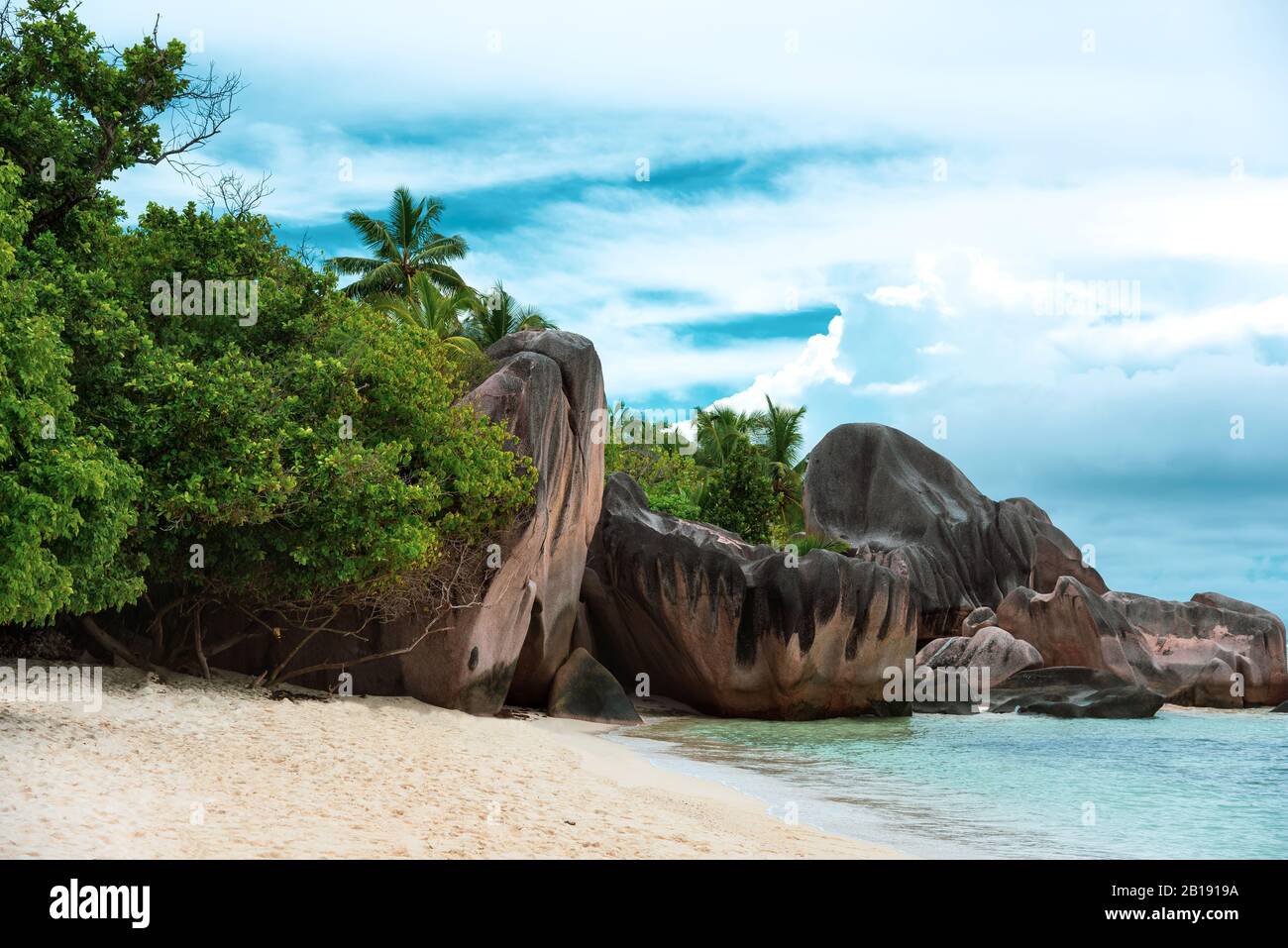 Beautiful tropical coast in Indian ocean, view from above. Famed for ...