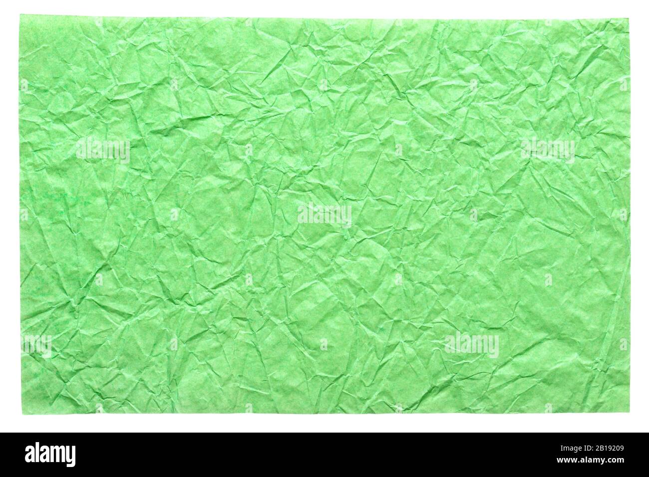 Green Crumpled Paper Texture Empty Crumpled Green Rectangular Sheet Of