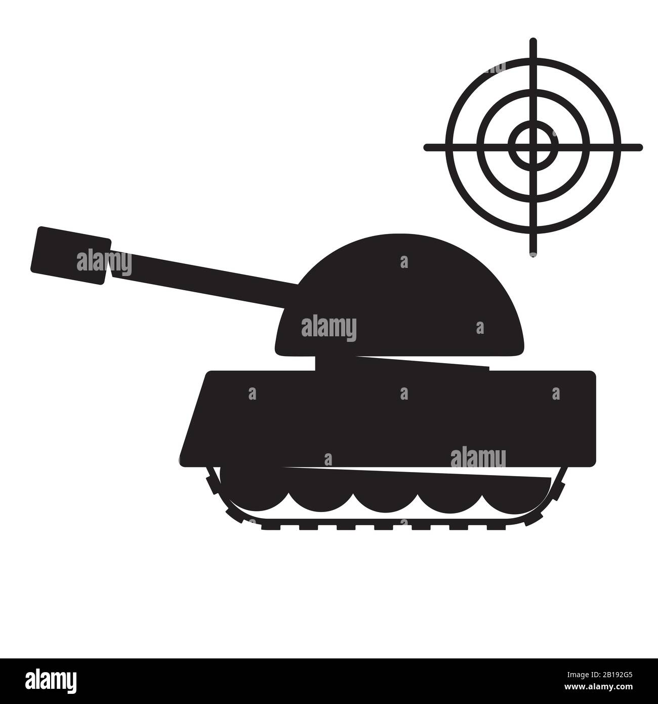 Tank cartoon with target black on isolated background. Vector image ...
