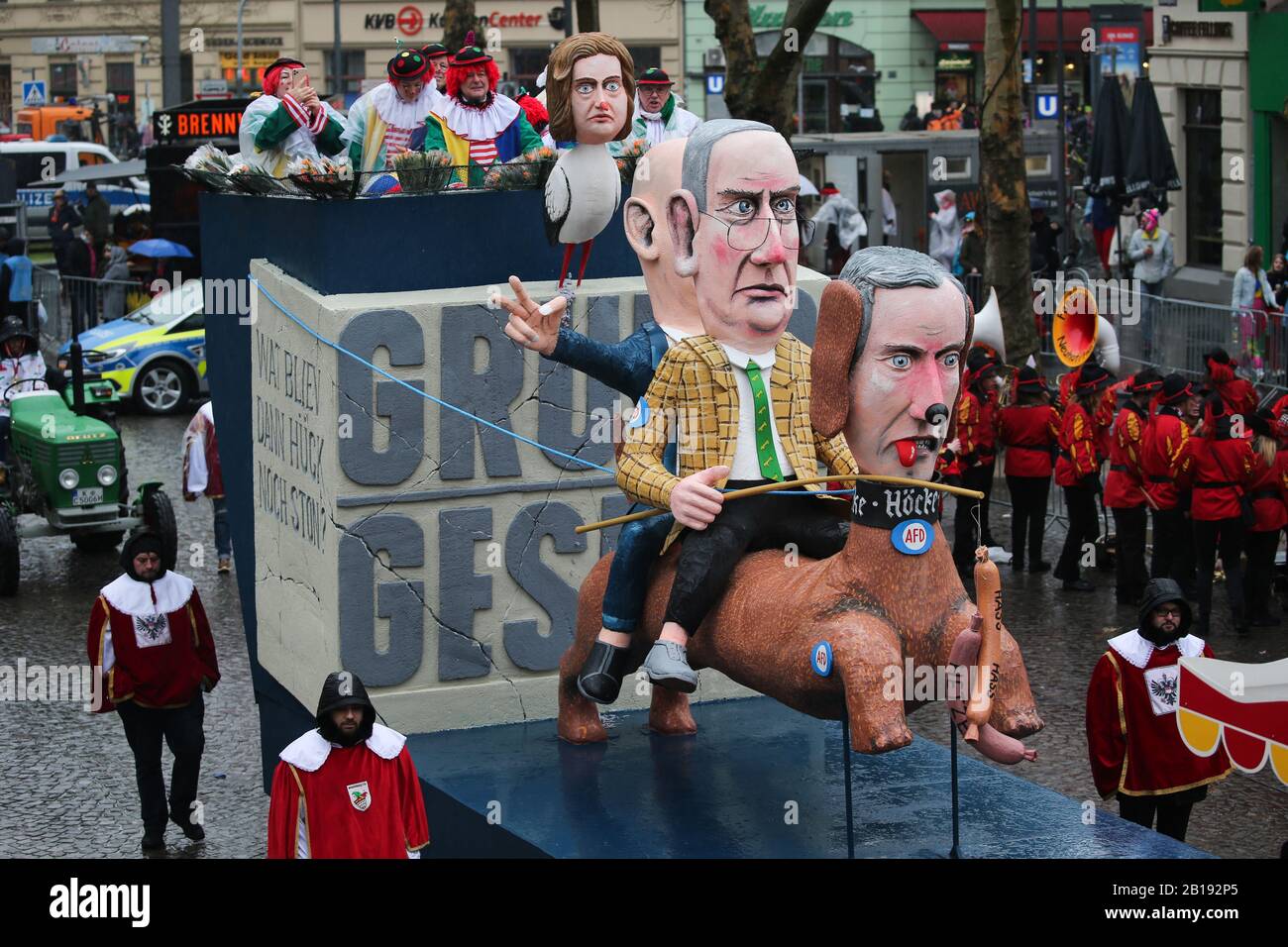 Cologne, Germany. 24th Feb, 2020. An AfD motive wagon moves through the ...