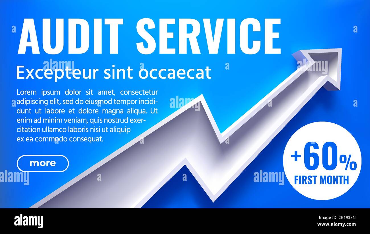 Audit Service - Graphic Grow Banner with 3d Arrow. Creative Vector ...