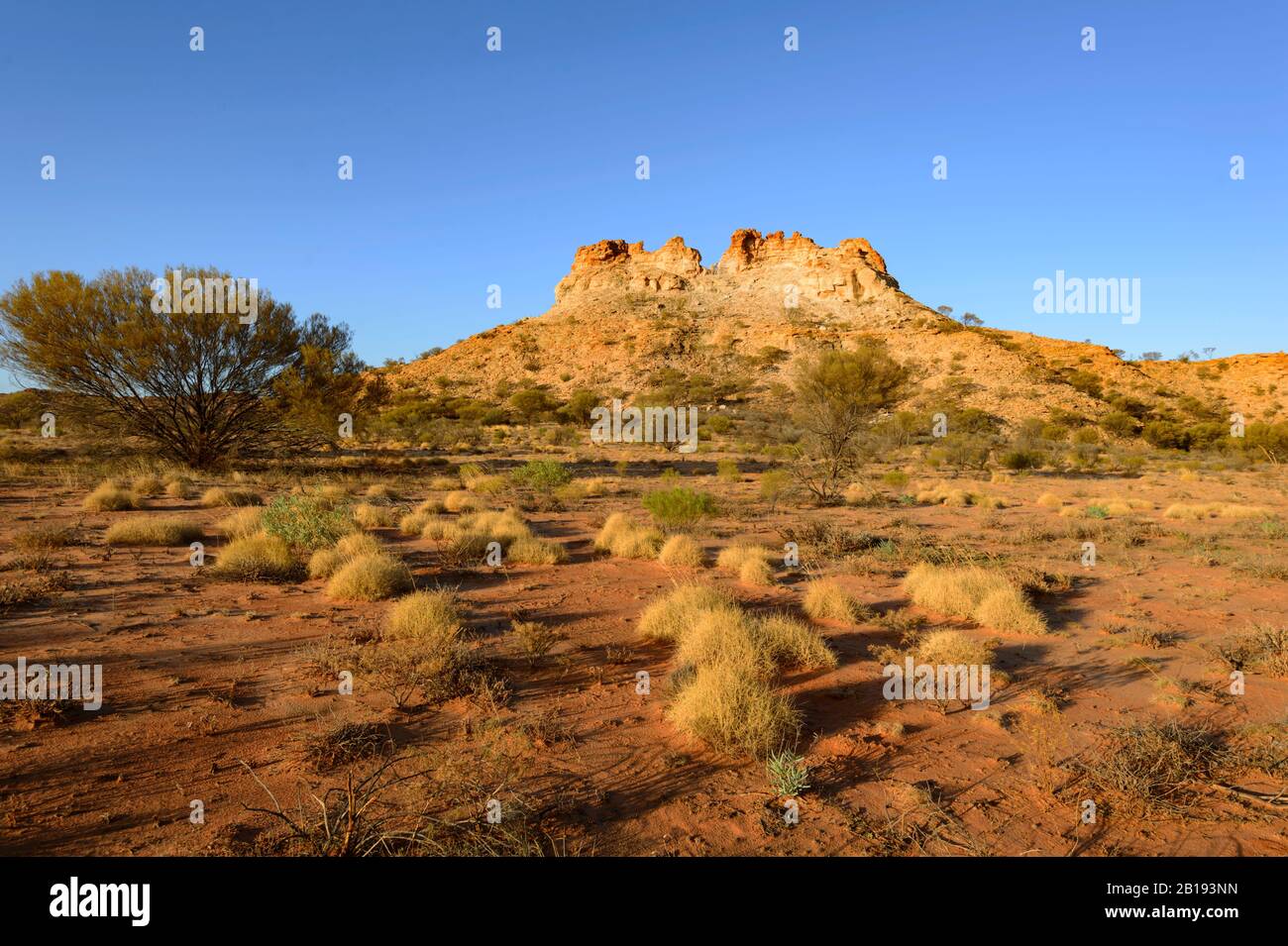 Eroded rocky outcrop and spinifex in the Australian Outback, Chambers ...