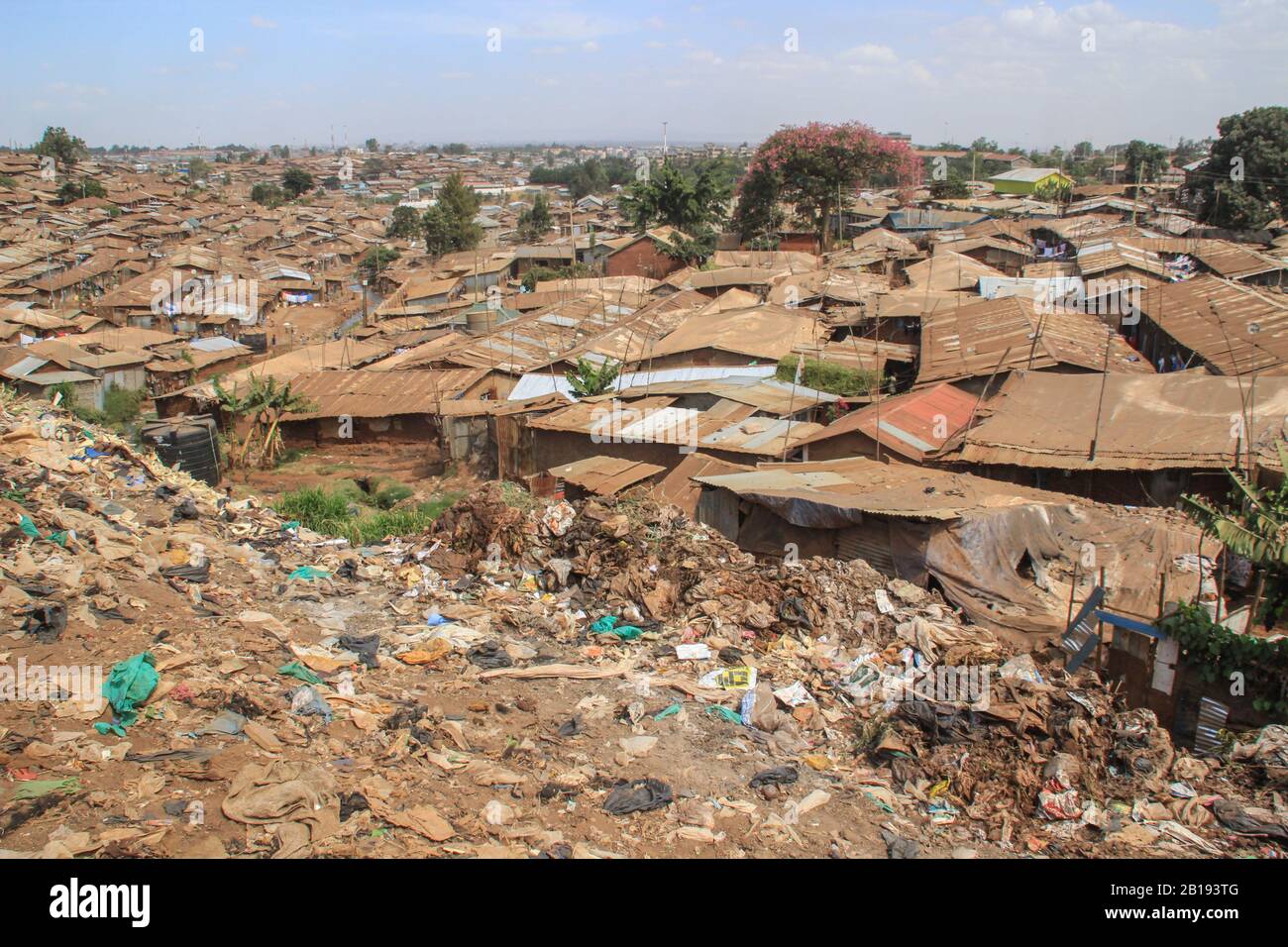 Kibera, Nairobi, Kenya - February 13, 2015: Huge heaps of garbage in ...
