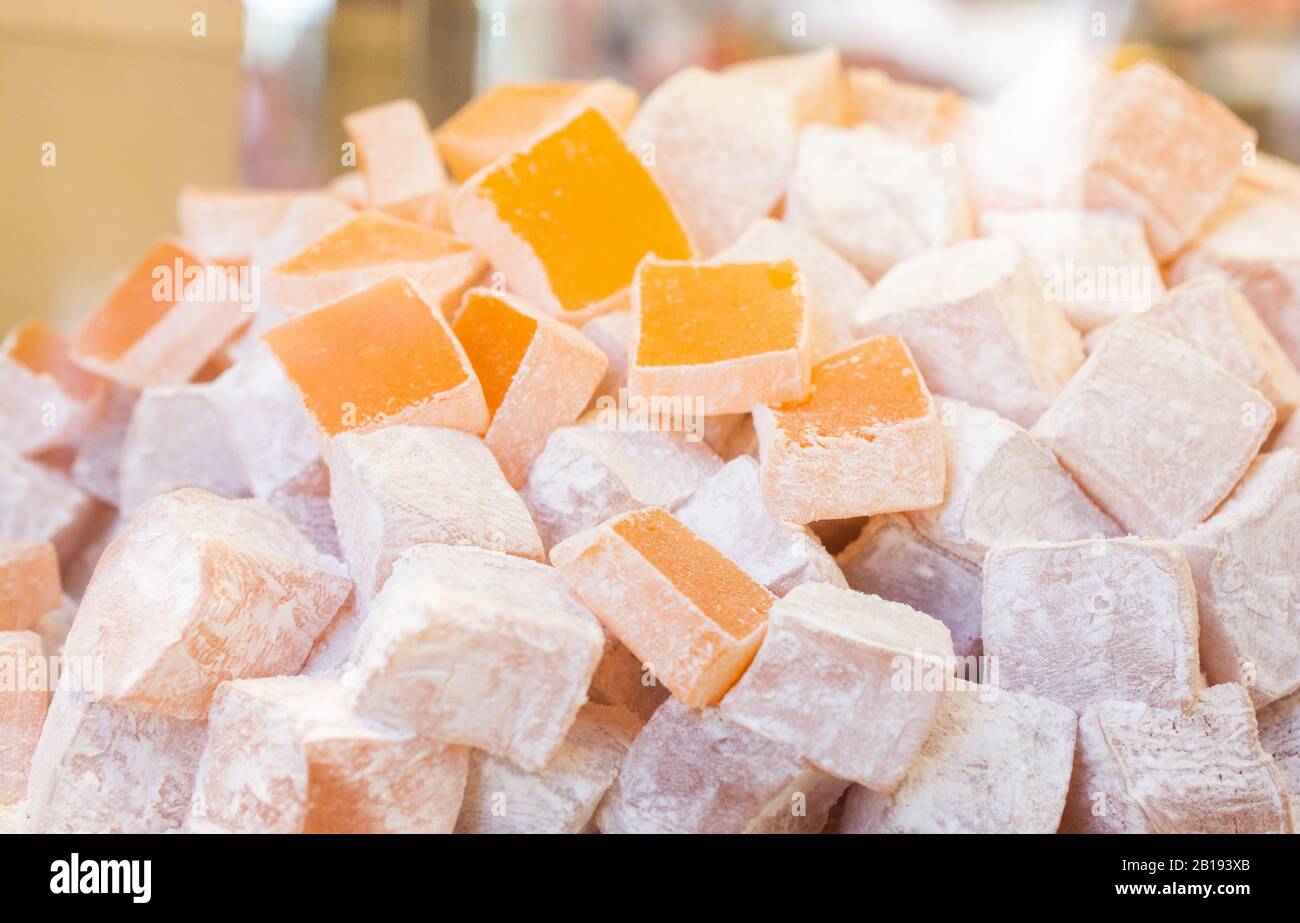Load of traditional turkish delight lokum sugar coated soft candy Stock ...