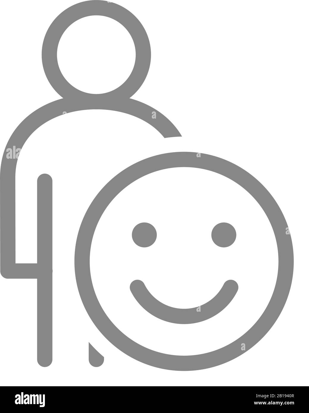 Human with positive emotions line icon. Happy, success face symbol ...
