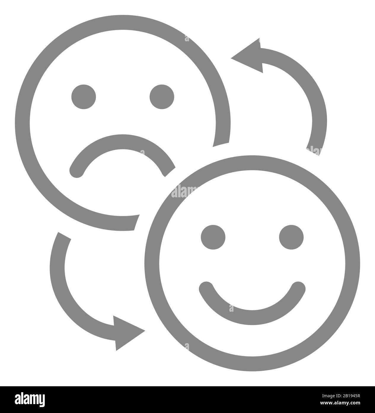 Changing positive and negative emoji line icon. Exchange of emotions ...
