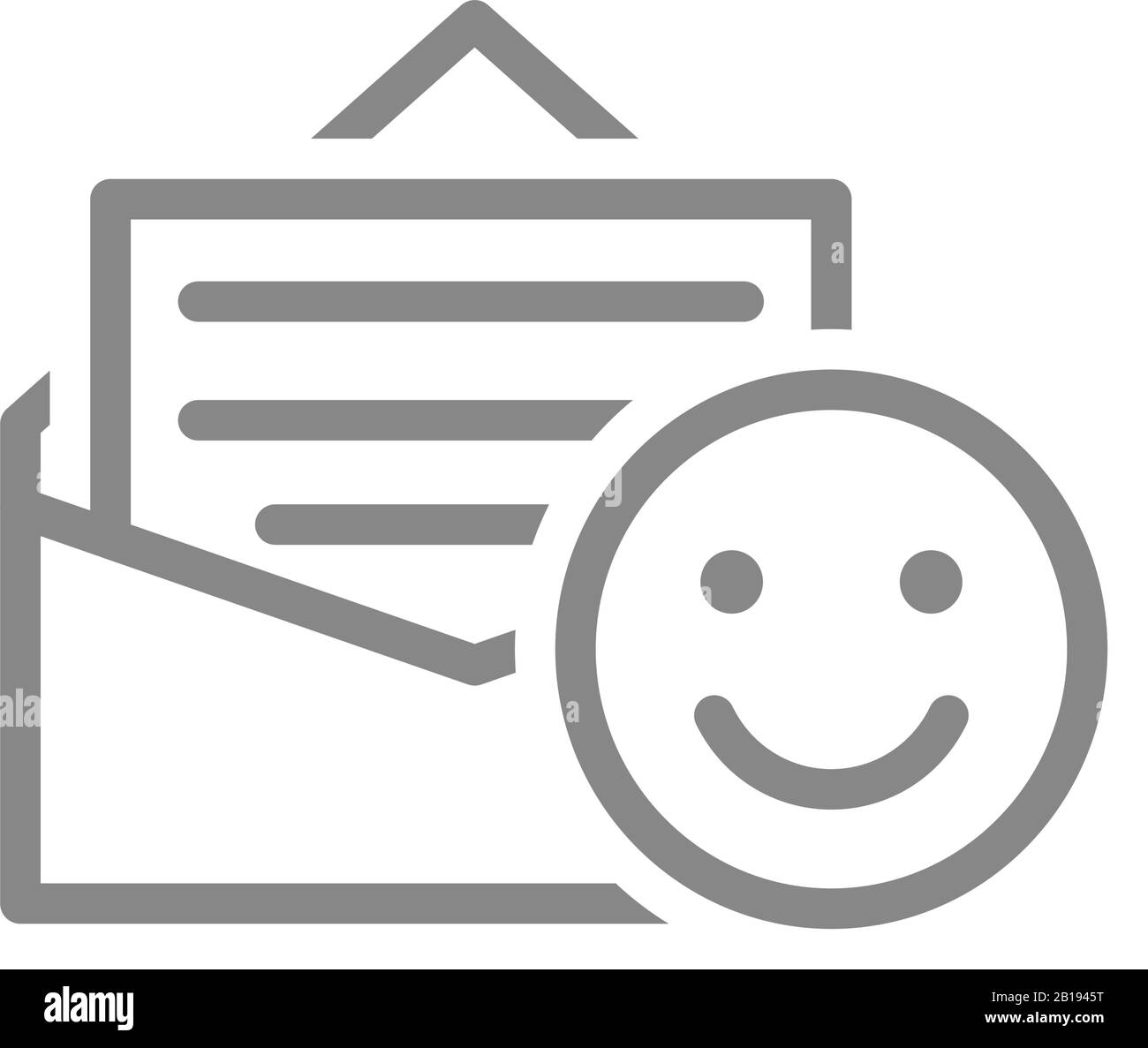 Positive feedback, happy emoji line icon. Good news in email symbol ...