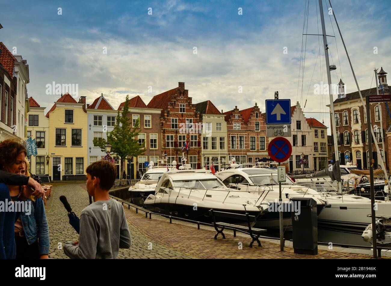 Goes, the netherlands, august 2019. View of the small and pretty harbor ...