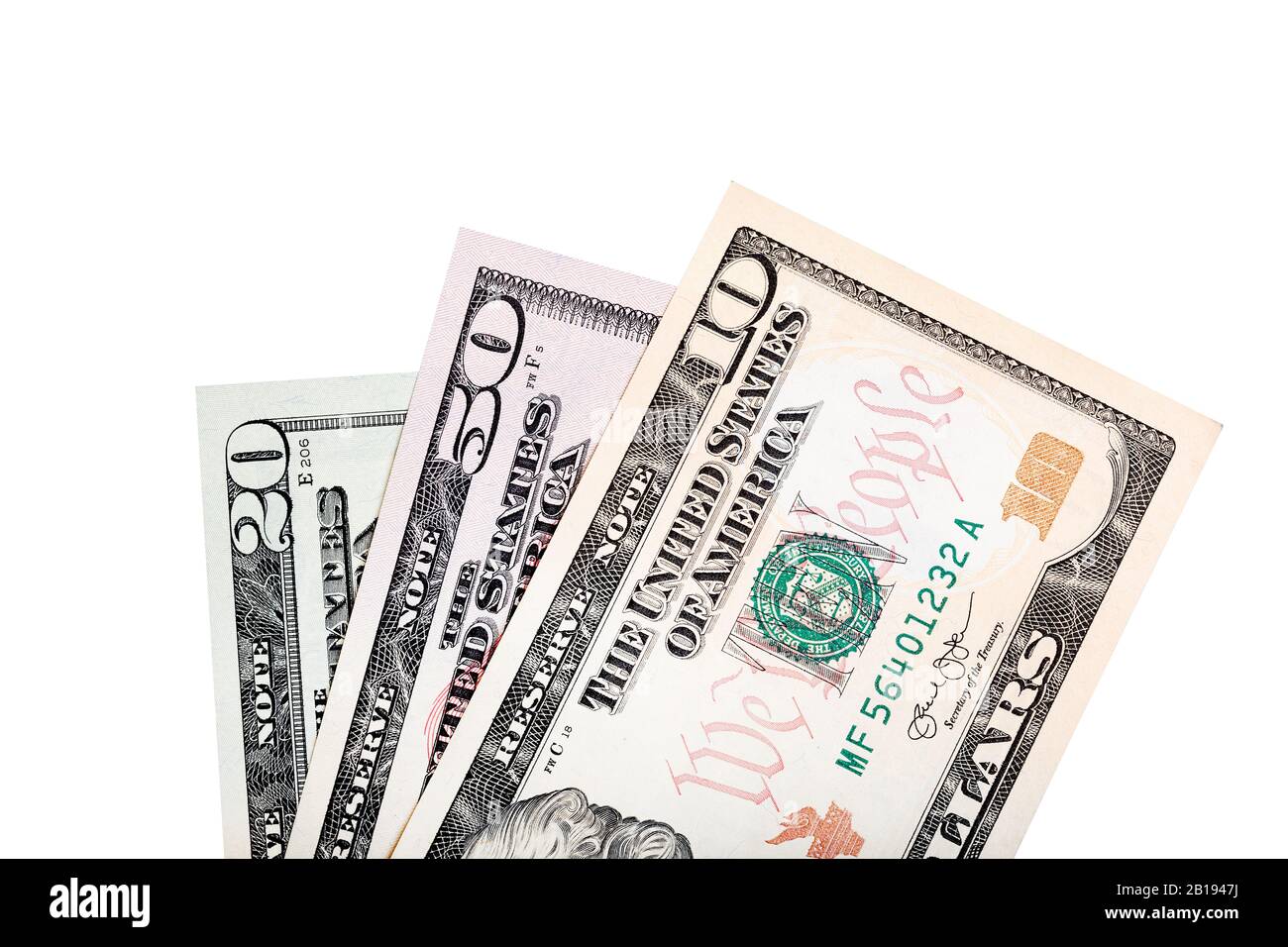 Parts of US dollar money close-up, isolated on white Stock Photo - Alamy