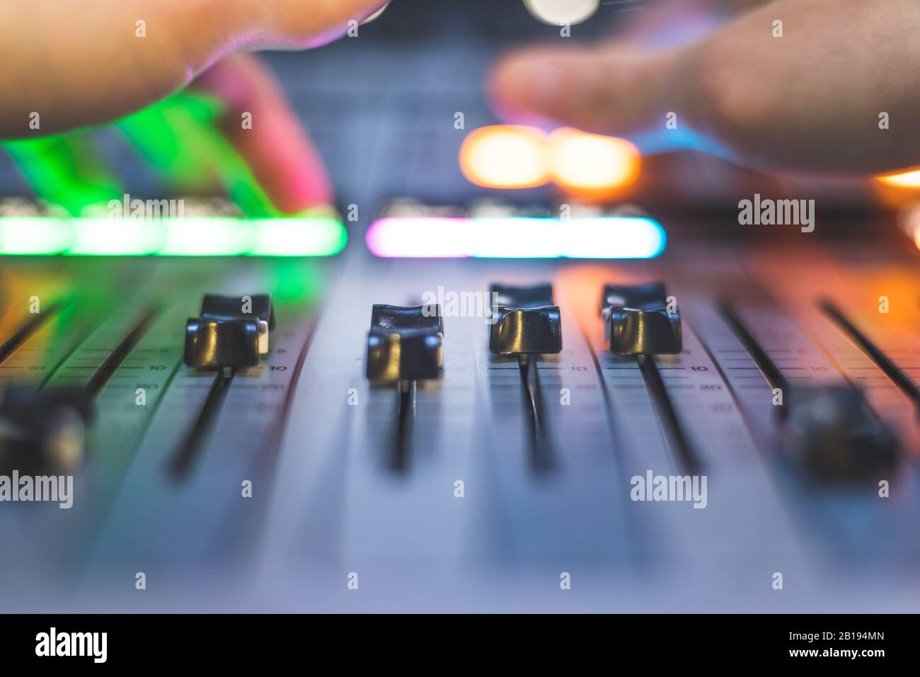 Professional music production in a sound recording studio. Sound ...