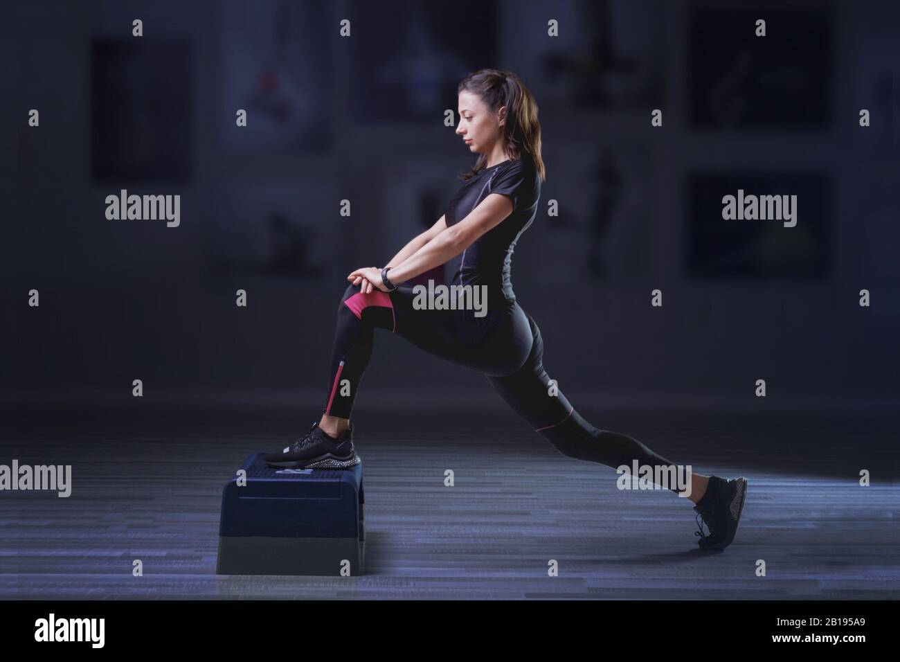 Women training on stepper isolated in fitness club Stock Photo - Alamy