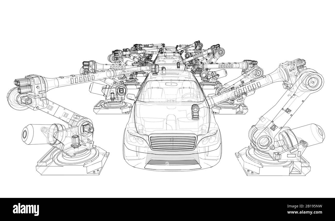 Car manufacturing assembly line 3d Cut Out Stock Images & Pictures - Alamy