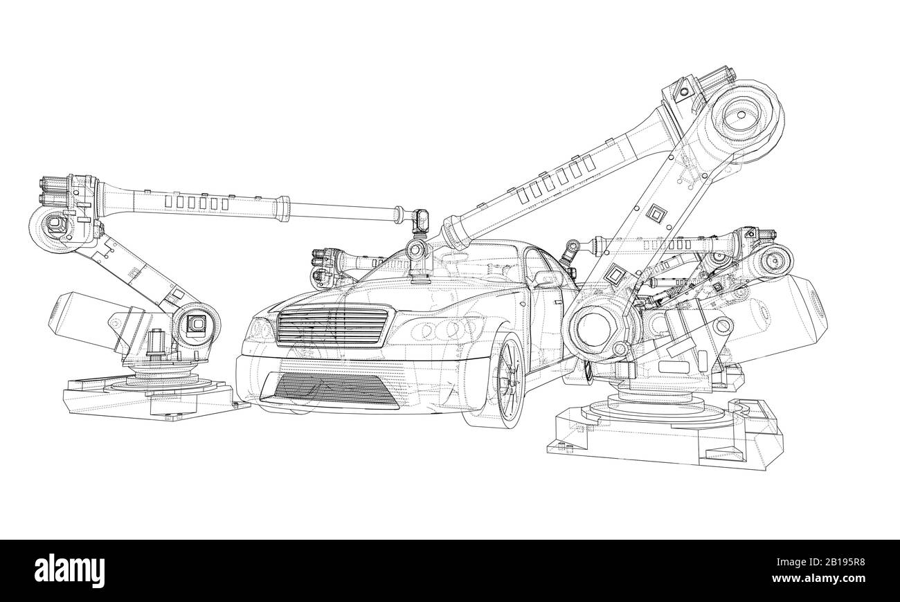 Car manufacturing assembly line 3d Cut Out Stock Images & Pictures - Alamy
