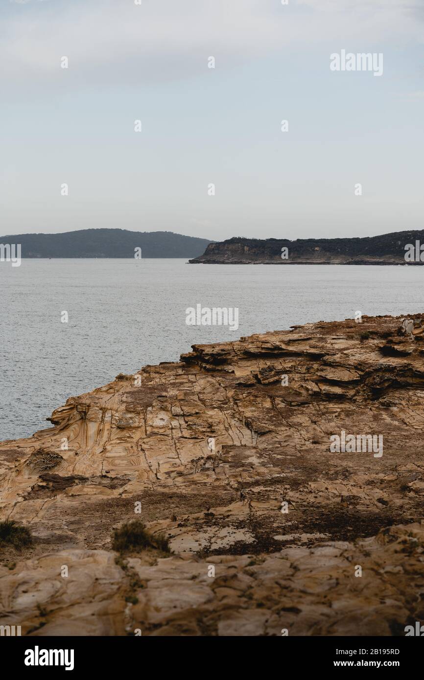 The rugged coastline of Bouddi National Park looking towards Box Head ...
