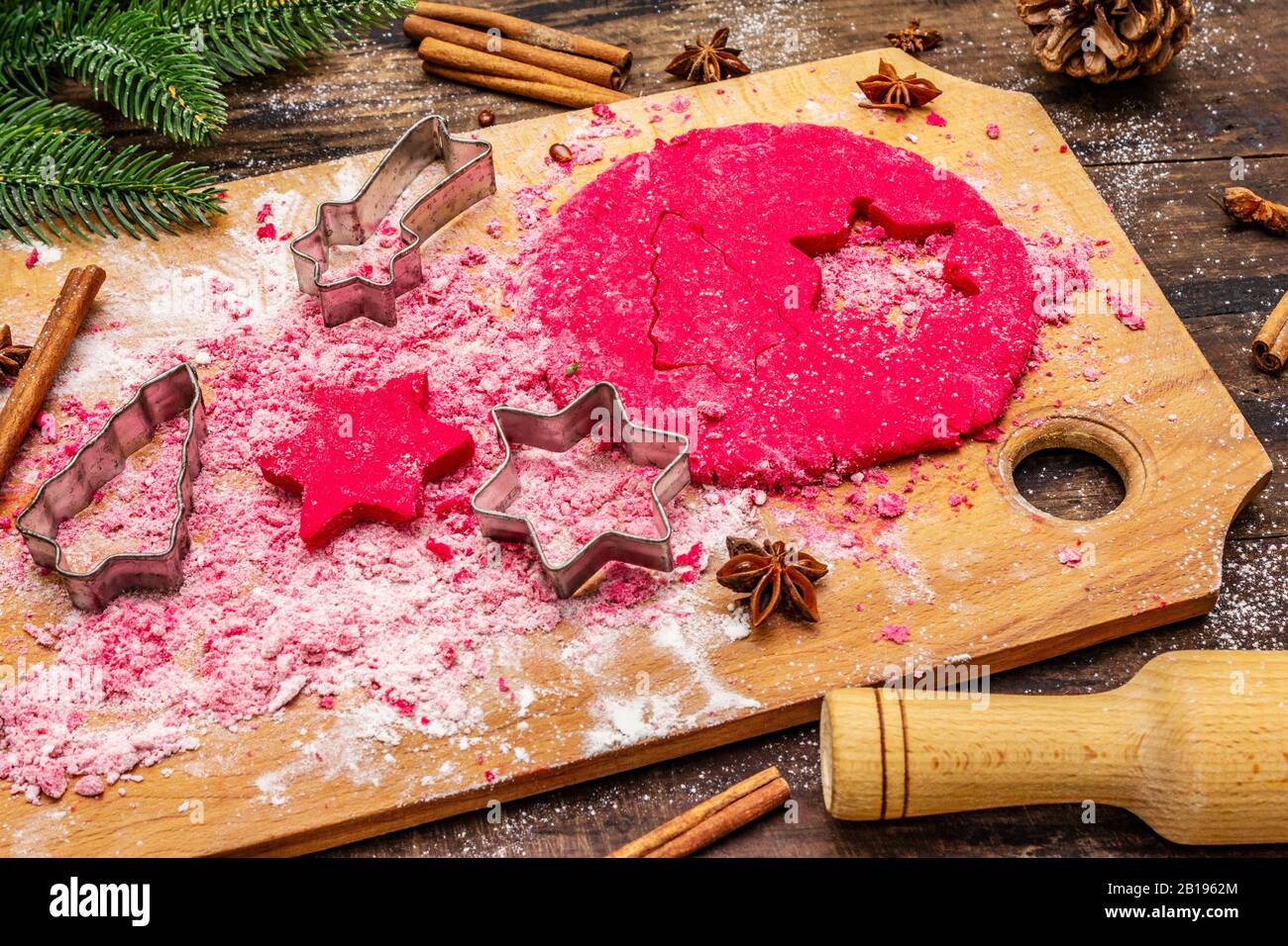 Cooking red ginger cookies. Traditional Christmas pastries. Festive ...