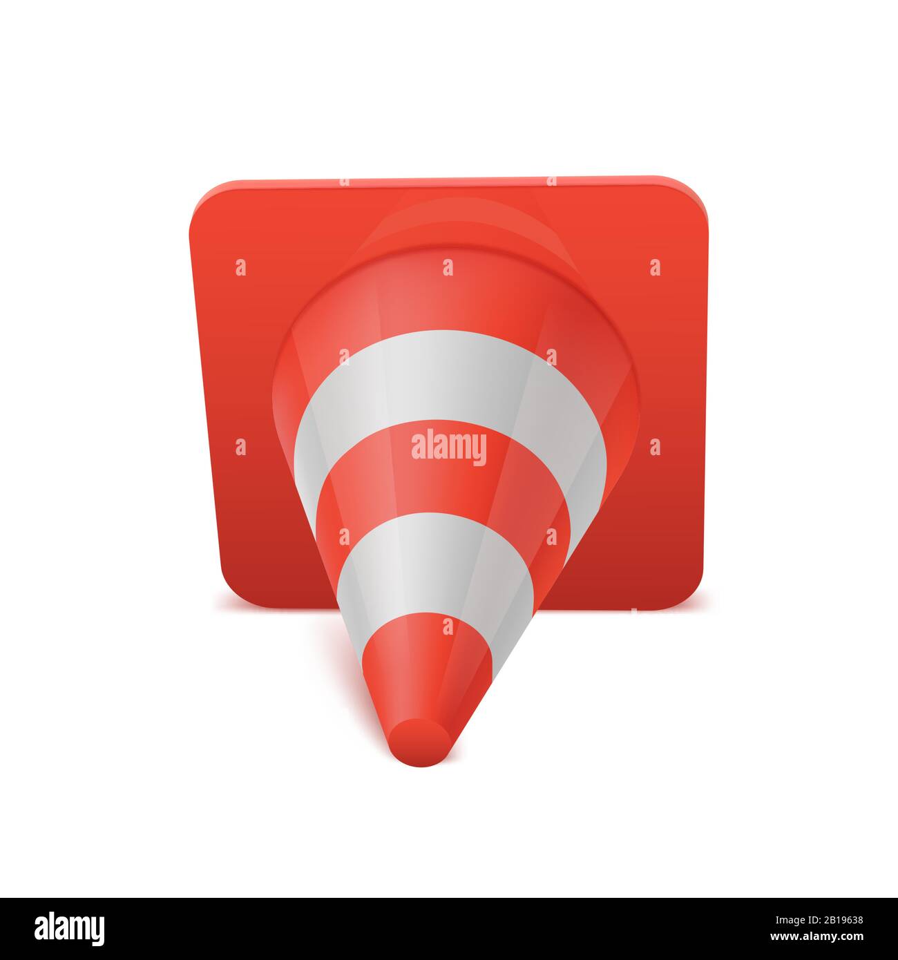Realistic vector plastic red road cone. White striped traffic cones ...
