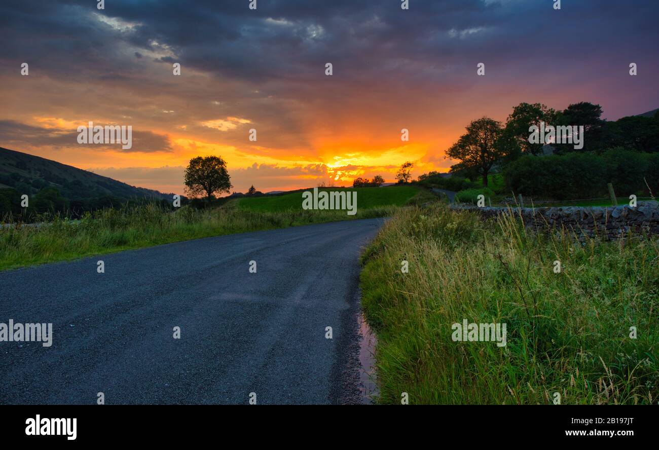 Colourful sunset, North Yorkshire, England Stock Photo - Alamy