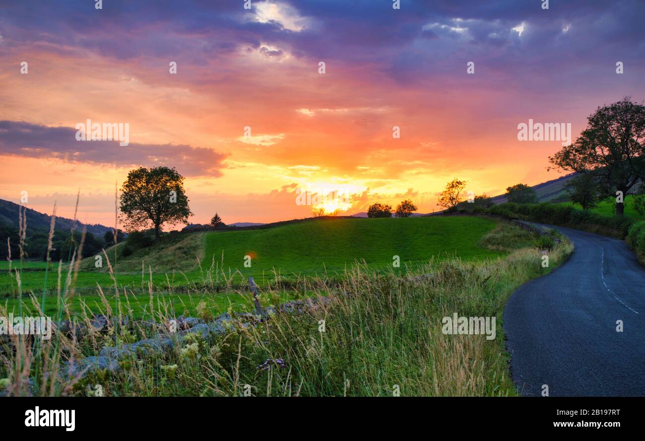 Colourful sunset, North Yorkshire, England Stock Photo - Alamy