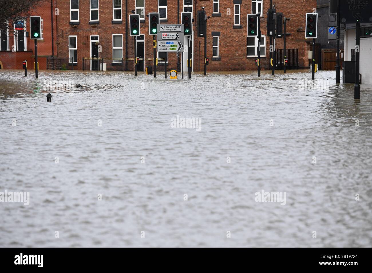 Flooding in Chester Street, Shrewsbury town centre, near the River ...