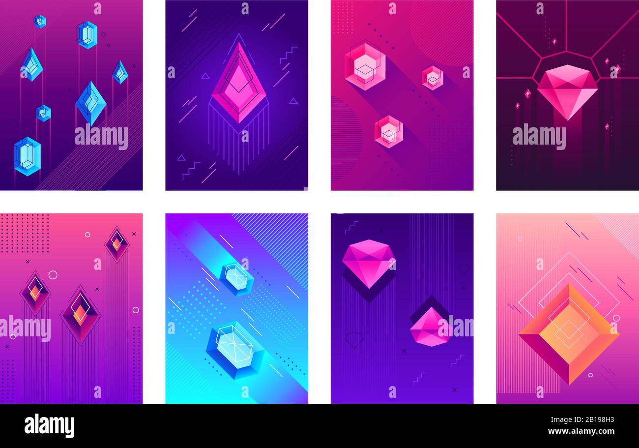 Abstract crystals poster. Precious jewel crystal stones, jewels diamond ...