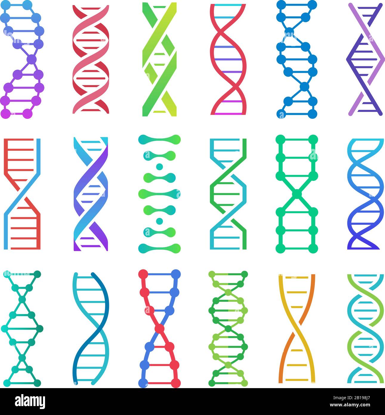 Colorful DNA icon. ADN structure spiral, deoxyribonucleic acid medical ...