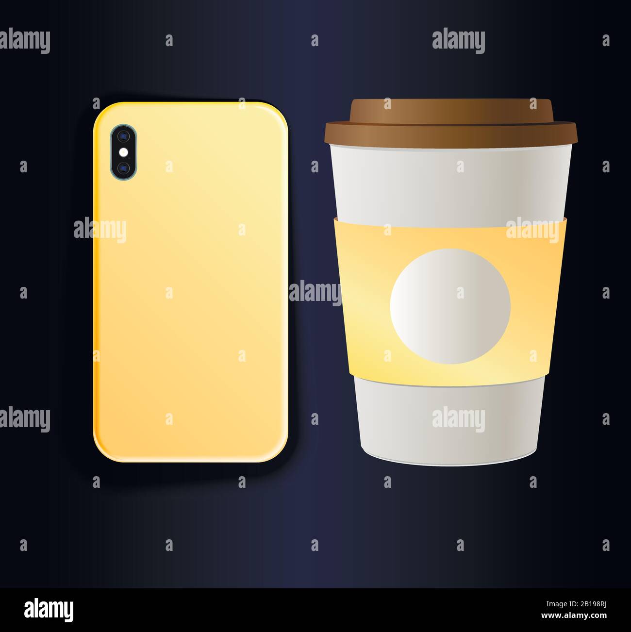 Vector mock up smartphone case and coffee cup - trending branding ... Vector mock up smartphone case and coffee cup - trending branding ...