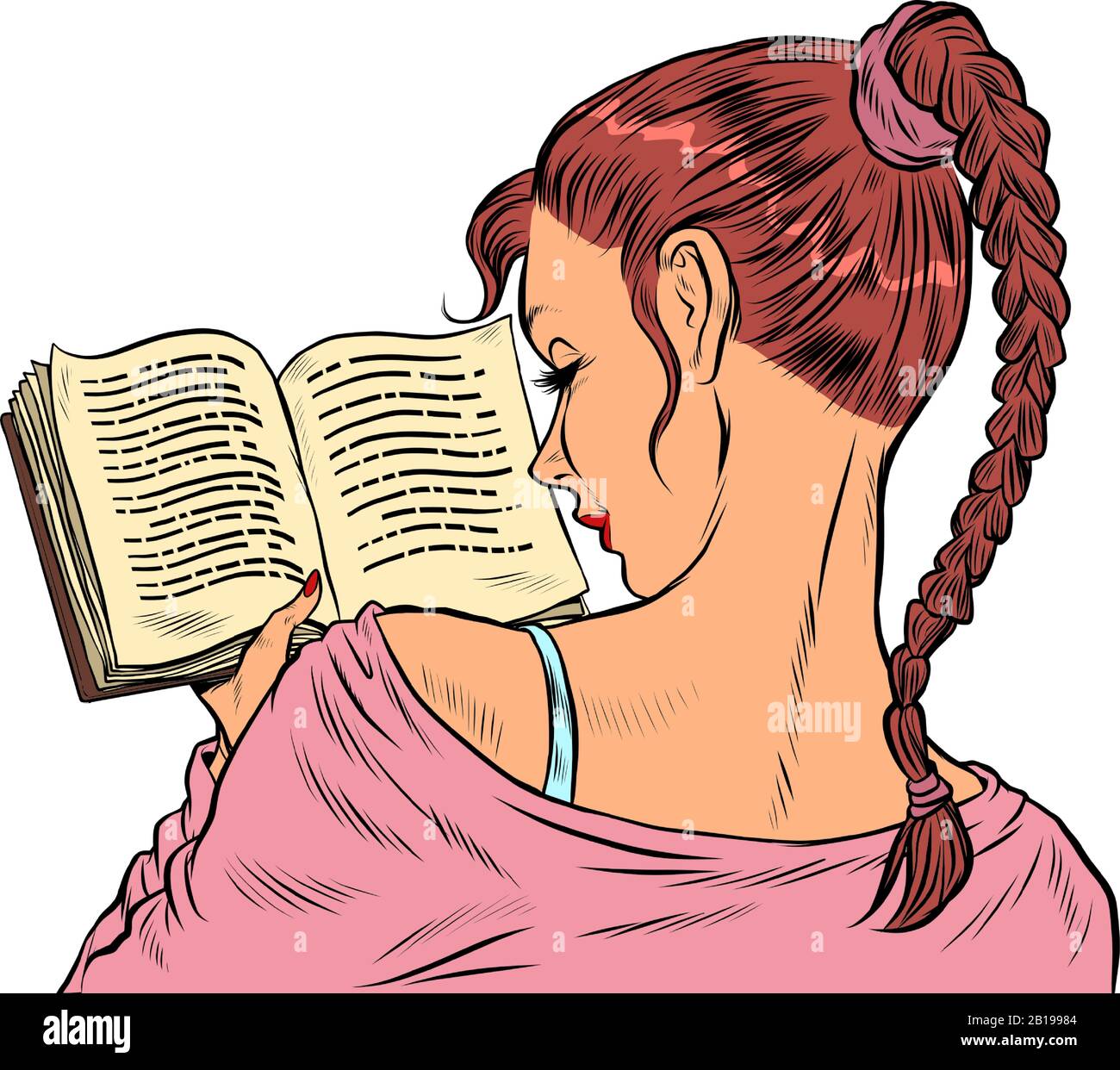 Learning reading woman concept Stock Vector Images - Alamy