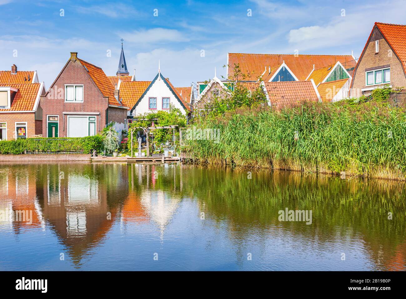 Old streets in Volendam. Old traditional fishing village, typical ...