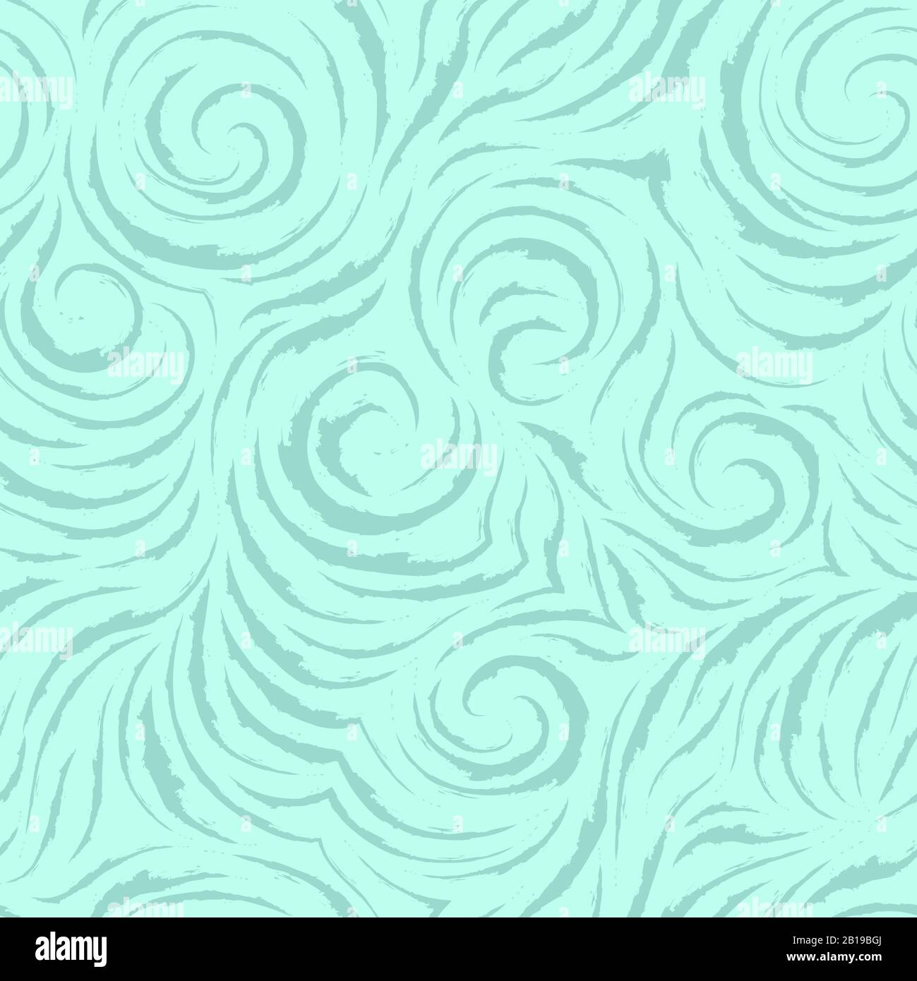 Seamless vector turquoise pattern of smooth lines with torn edges in the form of circles and ...