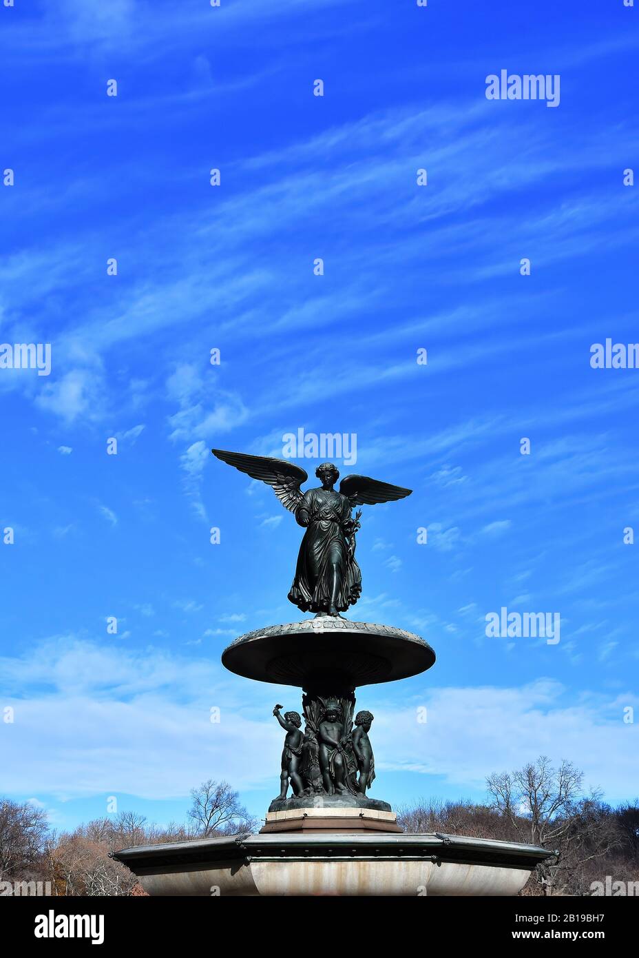 Angel of the Waters statue of the Fountain in Central Park, one of the ...