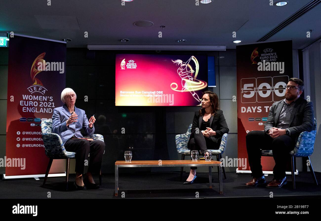 l-r; Baroness Sue Campbell, director of women's football, the FA ...